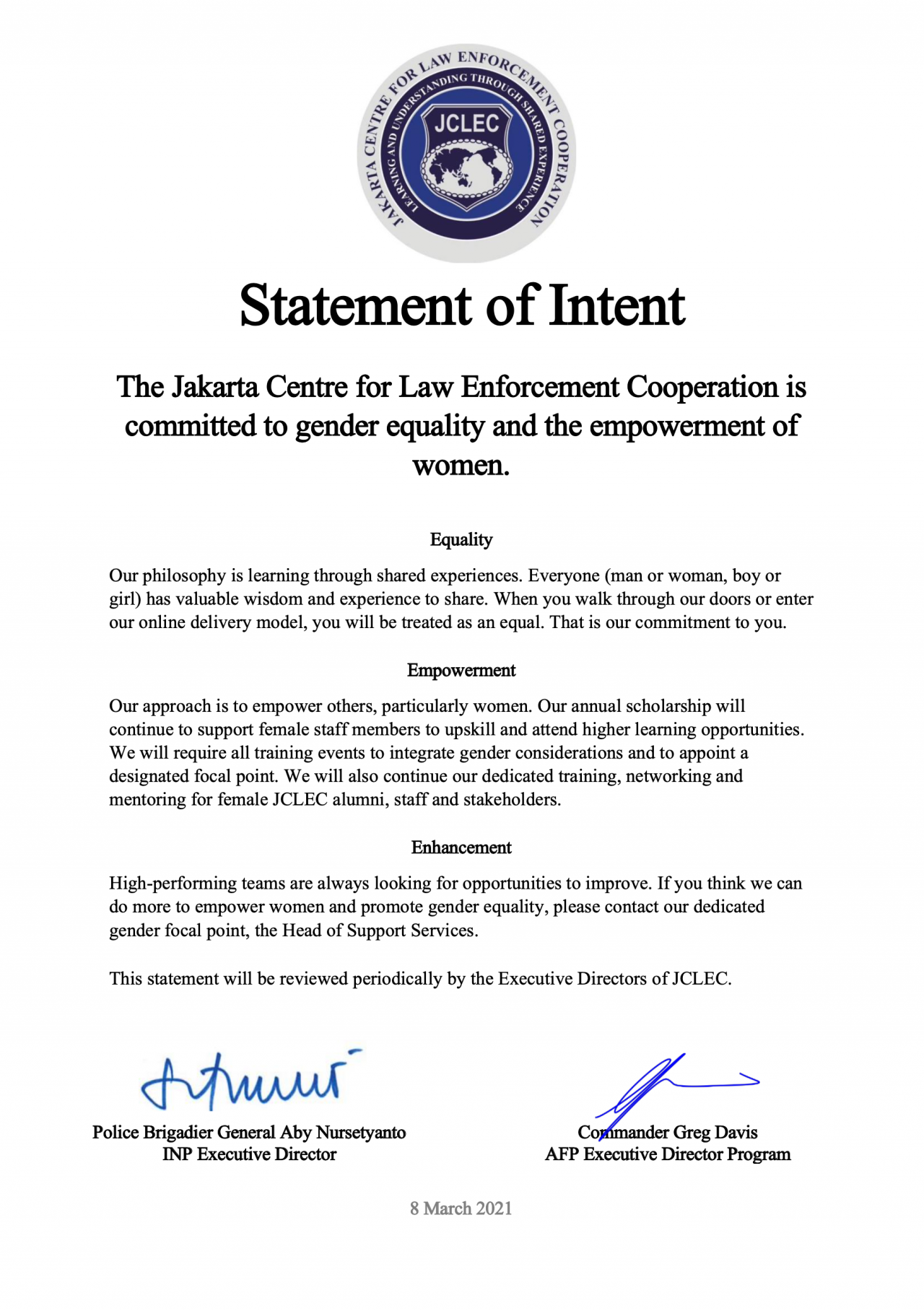 JCLEC Commitments - JCLEC